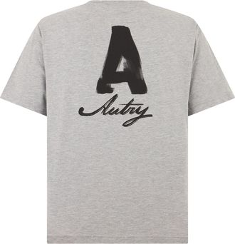 Autry Logo-Embroidered Cotton M&eacute;lange T-Shirt - Gray