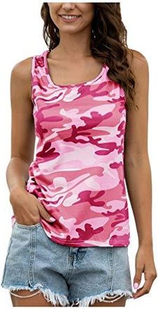 Generic Débardeurs camouflage sans manches légers pour femme - Séchage rapide - Col carré - Décontracté - Pour les vacances - Respirant - Pour un usage quotid