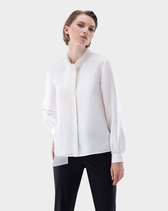 van Laack Seidenbluse mit Schluppe Boxy Fit