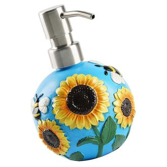 Cabilock Sonnenblumen-Honigbienen-Seifenspender: Nachfüllbare Shampoo-Flaschen Conditioner-Spender-Flasche Leere Lotion-Flasche Bauernhaus-Badezimmer-Flaschen 