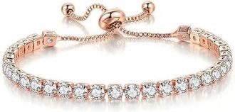 Generic Bracelet de Tennis pour Femme, Bracelet Coulissant r&eacute;glable en plaqu&eacute; Or Rose incrust&eacute; de zircons cubiques Taille Diamant scintillantsOp&eacute;ration Facile