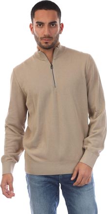 HUGO BOSS Ebrando-P Pullover f&uuml;r Herren, mit kurzem Rei&szlig;verschluss (Beige)