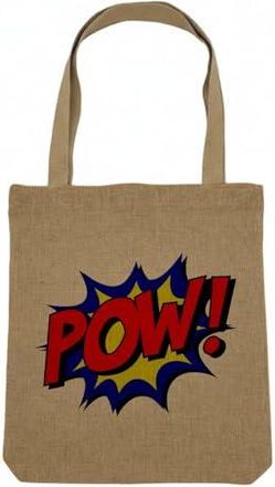 Fabulous Sac Shopping Tote Bag Aspect Lin - Bulle Bande Dessinee POW! Comics Vintage - Sac de Courses Toile Epaisse 360g Beige Naturel Cabas Port&eacute; Epaule Solid