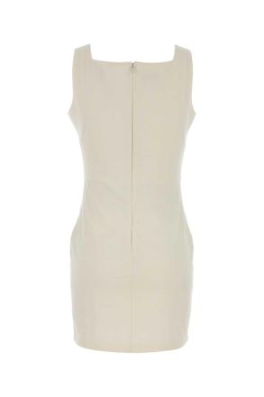 Miu Miu Womens Jersey Logo Mini Dress White Cotton