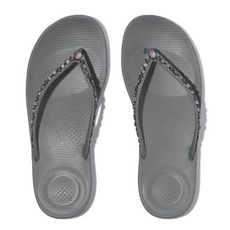 FitFlop Damen Iqushion Multicrystal Ergonomische Zehentrenner Flip Flop, grau, 39 EU