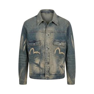 Evisu Homme, Vestes, Bleu, Taille: L HT Abstract Washing Denim Jacket