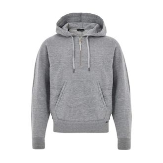 Tom Ford Homme, Sweatshirts et sweats &agrave; capuche, Gris, Taille: 2XL Sweat &agrave; Capuche Demi-Zip