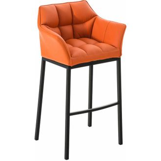 Clp Barhocker Damaso Kunstleder mit 4-Fu&szlig; Gestell orange schwarz