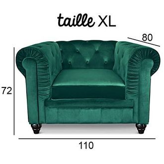 Menzzo Grand Fauteuil Chesterfield Velours Vert