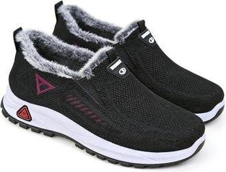 Generic Baskets dhiver doubl&eacute;es en polaire pour femme - Semelle antid&eacute;rapante, chaussures d&eacute;contract&eacute;es confortables pour temps froid au quotidien, Noir, 35.5