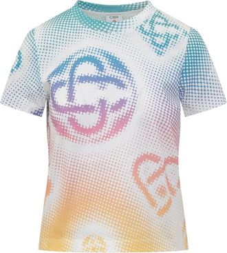 Casablanca Femme, Tops, Multicolore, Taille: 38 FR Halftone Logo Fitted Short Sleeve T-Shirt