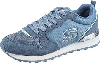 Skechers Femme OG 85 Step N Fly Shoes, Slate Suede Mesh Duraleather Light Blue Trim, 37 EU