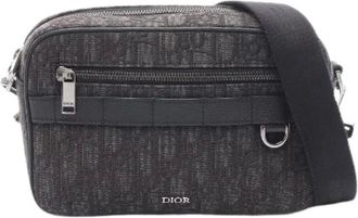 Dior Sac bandouli&egrave;re Pre-owned en toile Oblique Safari en cuir - Homme - Pre-owned - Noir - Taille: ONE Size
