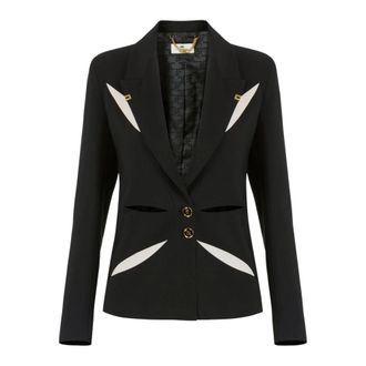 Elisabetta Franchi Giacca in cr&ecirc;pe leggero con cut-out bicolore - - Jackets - Damen - Schwarzk - S