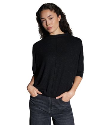 OPUS Damen Langarmshirt | SACHTO Regular Jerseyshirt mit dezentem Glanz Black, L