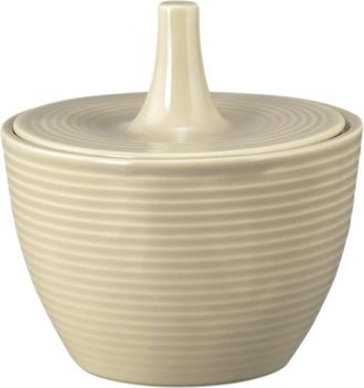 SELTMANN WEIDEN Beat Color Glaze Zuckerdose, 270 ml, Dose mit Deckel und Rillen-Relief, Porzellan, Sandbeige