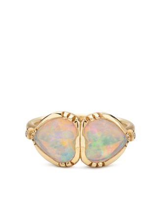Brooke Gregson 18kt yellow gold Double Heart opal ring - Or