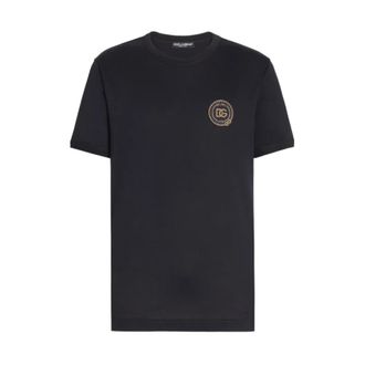 Dolce & Gabbana Klassisches Rundhals-T-Shirt - - Tops - Herren - Blau - L