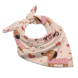 Generic Joli foulard carré en soie léger motif teckel pour cheveux, foulard respirant, cadeau pour femme et homme, multicolore, 46x46cm