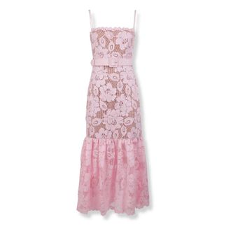 Self Portrait Crochet Lace Midi Dress - - Dresses - Damen - Rosa - M