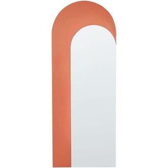 Beliani Wandspiegel Orange Oval 55 x 140 cm mit Rahmen Modernes Design Designerspiegel H&auml;ngespiegel Wohnaccessoires f&uuml;r Flur Eingangsbereich