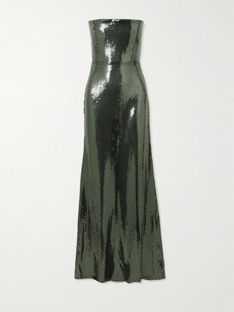 Alex Perry Tägerlose Robe Aus Mesh Mit Pailletten - Grün