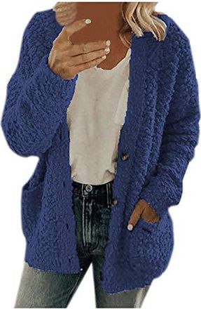 ZYUEER Sweat Femme Fille Uni D&eacute;Contract&eacute; Manche Longue avec Capuche Extensible Zip Contraste Devant Doubl&eacute;E Polaire Outerwear Couleur Unie (Z-Bleu, M)