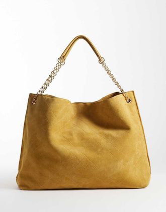 Mango 100 % Ledertasche aus Veloursleder in Camel-Braun