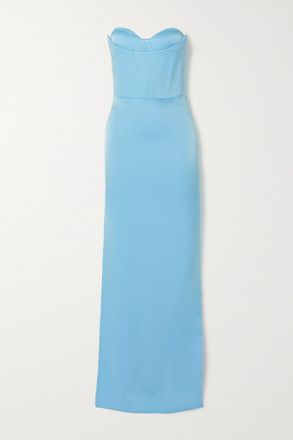 Alex Perry Honore Trägerlose Robe Aus Satin-crêpe - Blau