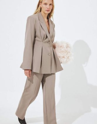 NA-KD Blazer oversize &agrave; taille ajust&eacute;e - Taupe clair-Marron