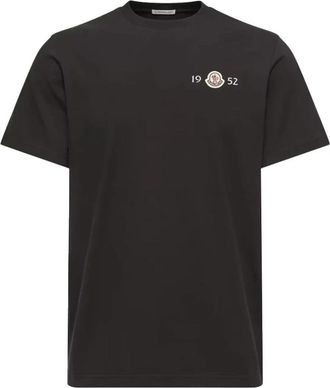 Moncler Logo Baumwoll-T-Shirt - - Tops - Herren - Schwarzk - XL
