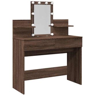 vidaXL Schminktisch mit led Braun Eichen-Optik 100x40x130 cm - Vidaxl
