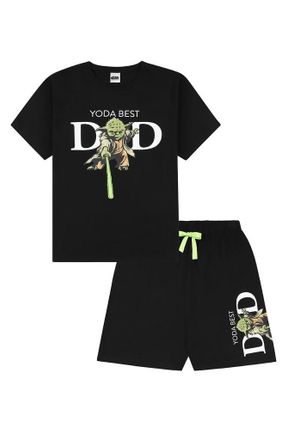 Star Wars Yoda Best Dad Herren Pyjama-Set, kurz, Schwarz, XXL