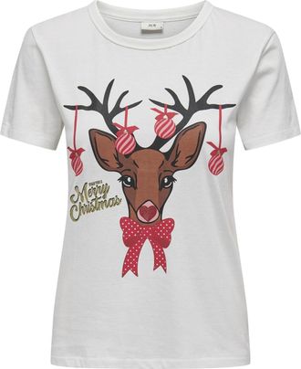 Jacqueline de Yong JdY Damen Jdymichigan Life S/S Xmas Top JRS Atk, Cloud Dancer, M