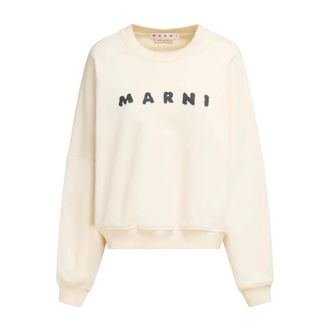 Marni Schwarzer Natur Logo Pullover - - Sweatshirts & Hoodies - Damen - Beige - 2XS