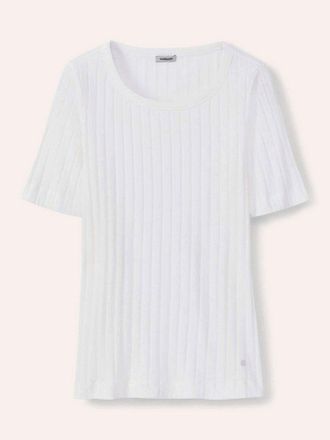 Walbusch T-Shirt Damen Baumwollshirt Rippenstruktur Rundhals Kurzarm Halbarm, pflegeleicht