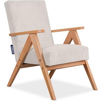 Konsimo Konsimo - naset Vintage Sessel gepolstert Echt-Holz-Rahmen, Creme