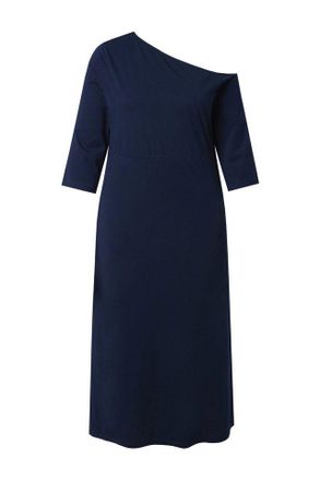Ulla Popken Maxikleid Maxikleid links schulterfrei A-Linie 3/4-Arm