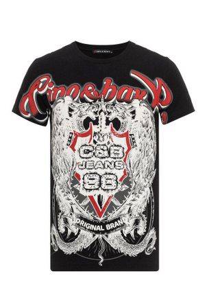Cipo & Baxx T-Shirt T-Shirt mit Schattenmuster auf der Vorder-und R&uuml;ckseite