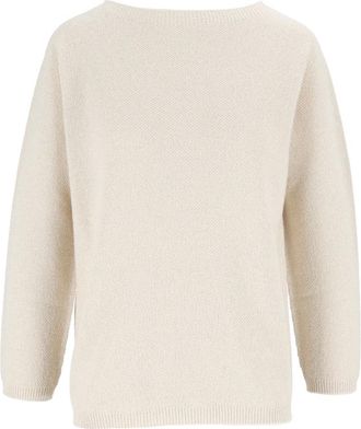 Fabiana Filippi Femme, Pulls, Beige, Taille: 40 FR Pull Col Bateau en Lurex Platinum