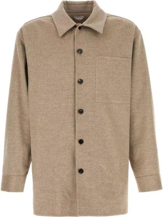Bottega Veneta Homme, Chemises, Beige, Taille: XL Surchemise en Laine et Cachemire