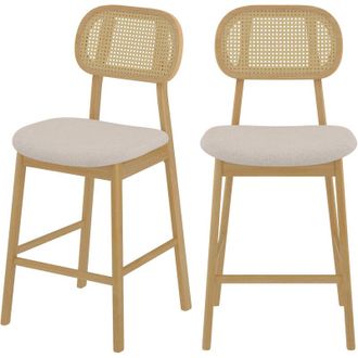 Rendez-Vous D&eacute;co Rendez-vous D&eacute;co - Lot de 2 chaises pour &icirc;lot central 64,5 cm en tissu beige - maria
