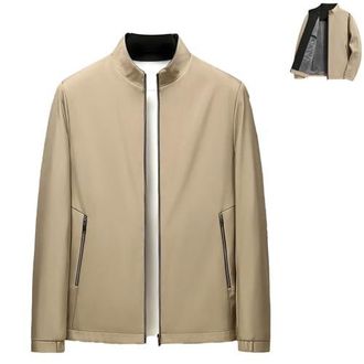 Generic Veste d&eacute;contract&eacute;e &agrave; manches longues et col montant avec fermeture &eacute;clair et poches zipp&eacute;es pour homme, kaki, 4XL