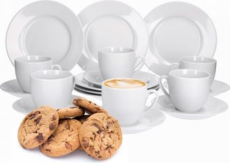 Van Well Geschirrset - Stilvolles und Zeitgemäßes Kaffeeservice für 6 Personen - Spülmaschinenfest Porzellan - Mikrowellengeeignet