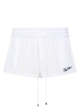 The Attico short en coton &agrave; logo brod&eacute; - Blanc