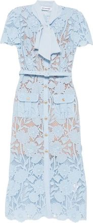 Self Portrait Belted Floral-lace Midi Dress