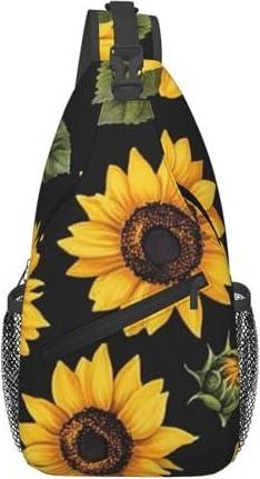 Generic Sac &agrave; bandouli&egrave;re en forme de tournesol fleuri pour homme, sac &agrave; dos de randonn&eacute;e pour homme