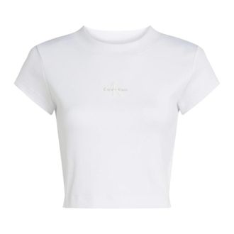 Calvin Klein Jeans Wei&szlig;es Rundhals T-Shirt - - Tops - Damen - Wei&szlig; - M