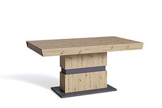 Byliving Esszimmertisch MATTHEW / K&uuml;chen-Tisch 160 cm mit Auszugsfunktion auf 215 cm /Auszugstisch Eiche-Optik hell-braun / Esstisch ausziehbar mit Einlegeplat