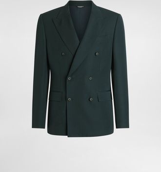 Dolce & Gabbana Zweireihige Jacke Aus Wolle In Leinwandbindung - Mann Anz&uuml;ge Und Blazer Gr&uuml;n 50